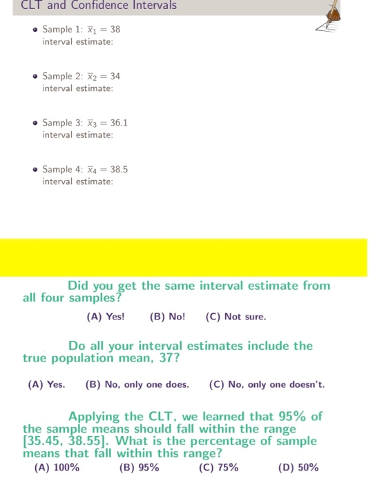 Solved CLT and Confidence Intervals Sample 1: X1 = 38 | Chegg.com