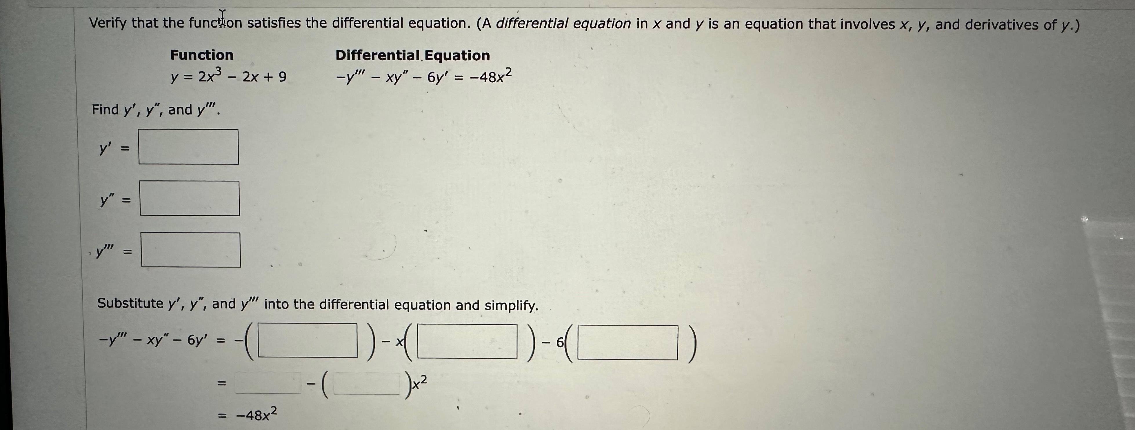 Solved Verify that the function satisfies the differential | Chegg.com