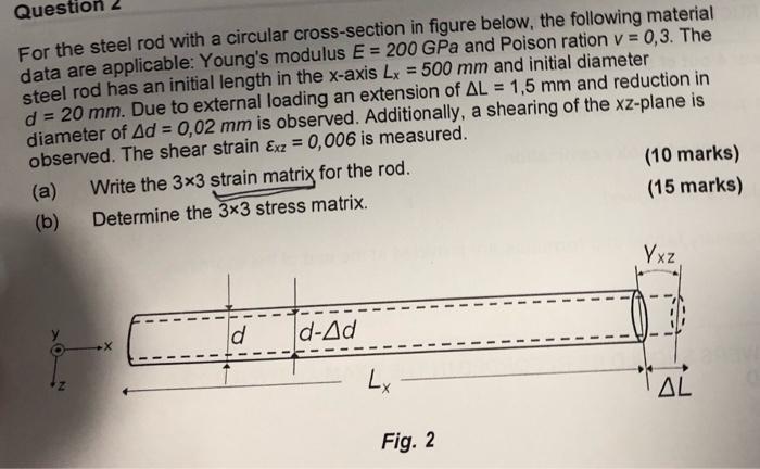 Solved Questi For the steel rod with a circular | Chegg.com
