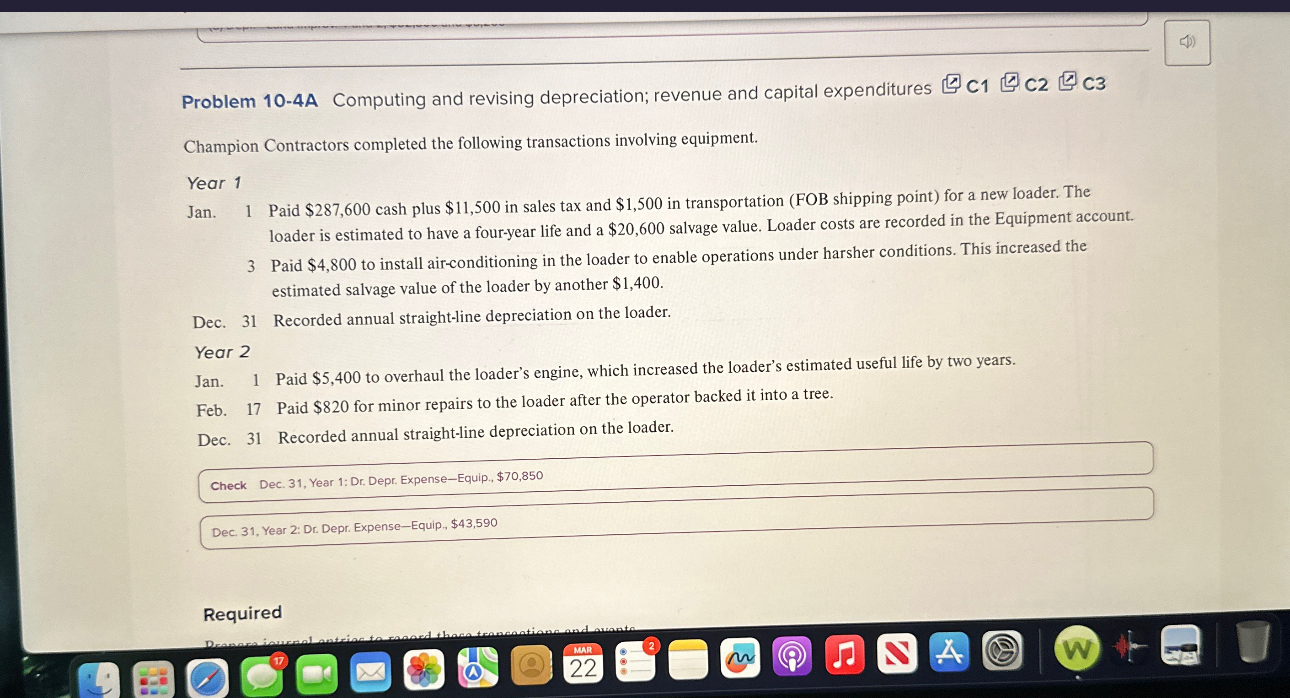 Solved Problem 10-4A Computing and revising depreciation; | Chegg.com