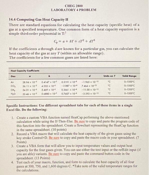 Solved 14.4 Computing Gas Heat Capacity II There are | Chegg.com