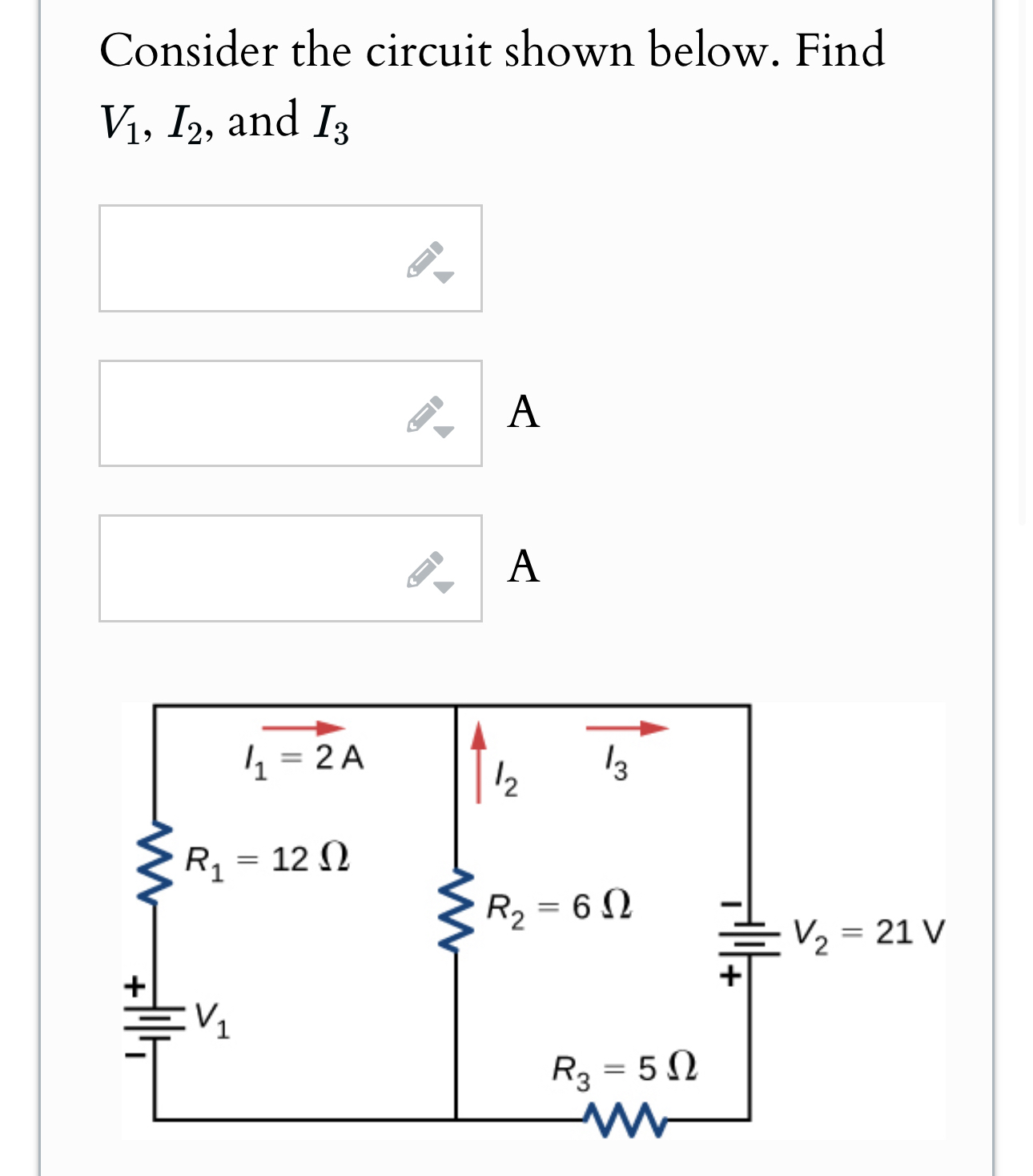 Solved by an EXPERT Consider the circuit shown below. Find V1,I2, ﻿and | Chegg.com