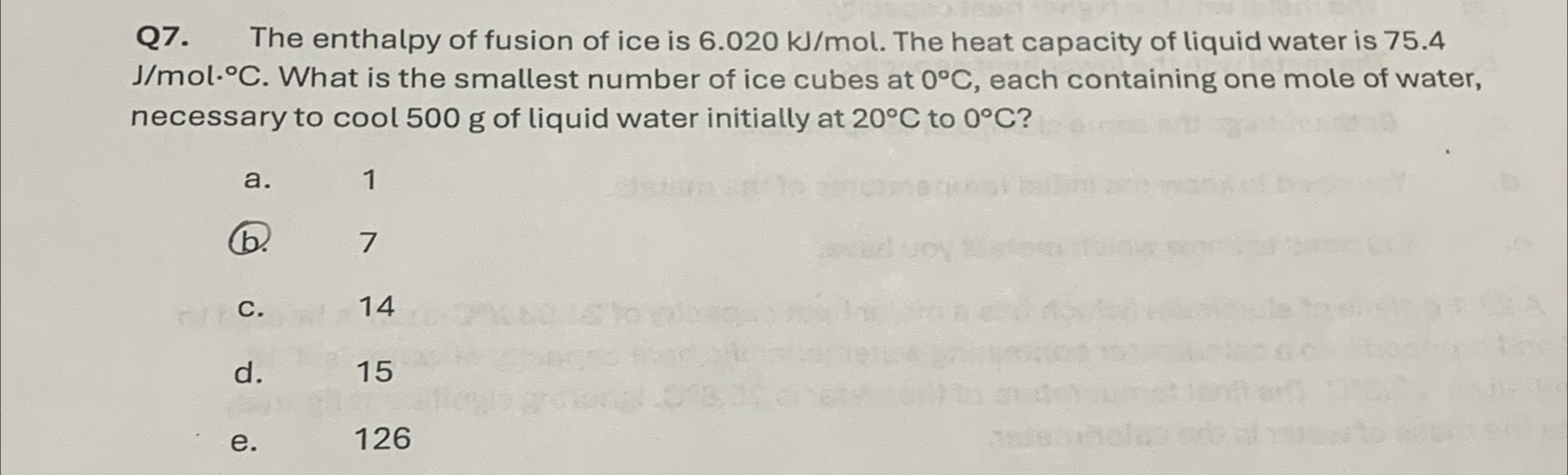 Solved Q7. ﻿The enthalpy of fusion of ice is 6.020kJmol. | Chegg.com