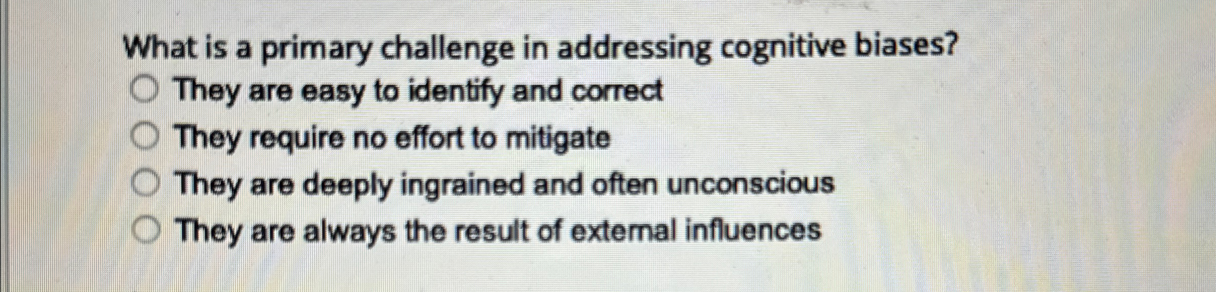 Solved What is a primary challenge in addressing cognitive | Chegg.com