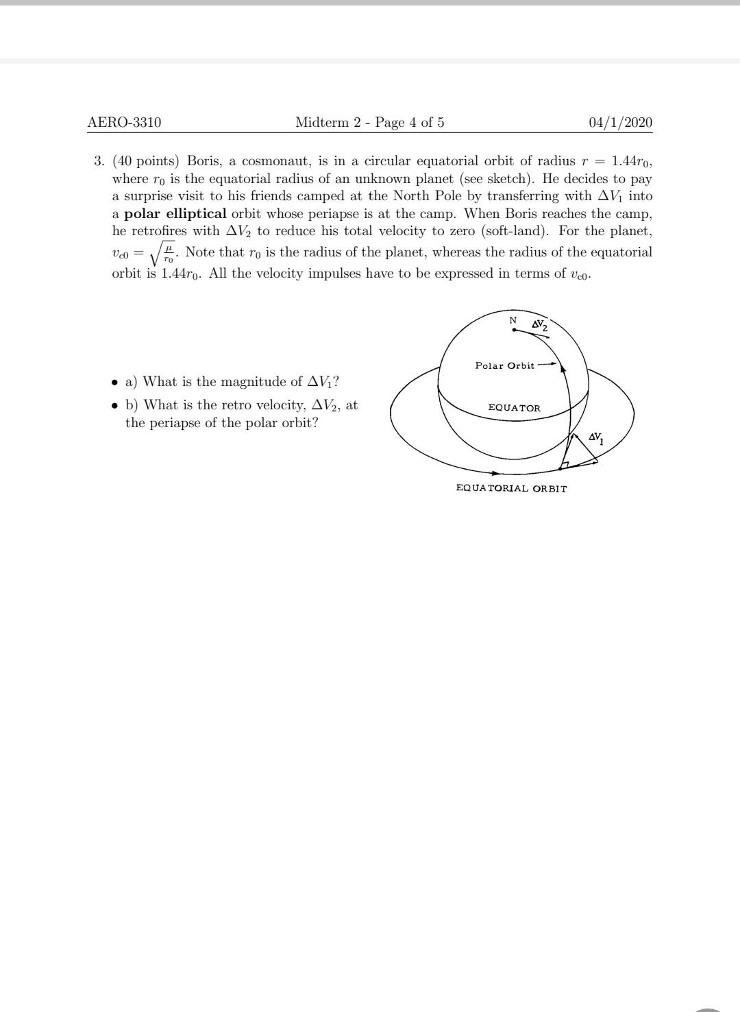 Solved 3. (40 points) Boris, a cosmonaut, is in a circular | Chegg.com