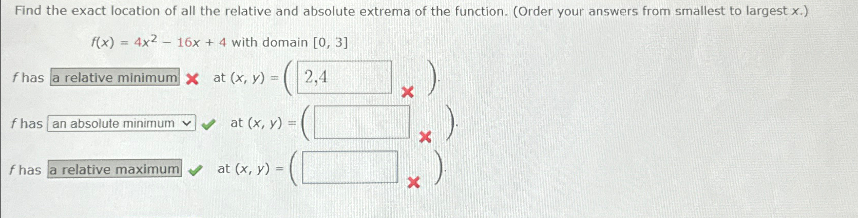 Solved Find the exact location of all the relative and | Chegg.com
