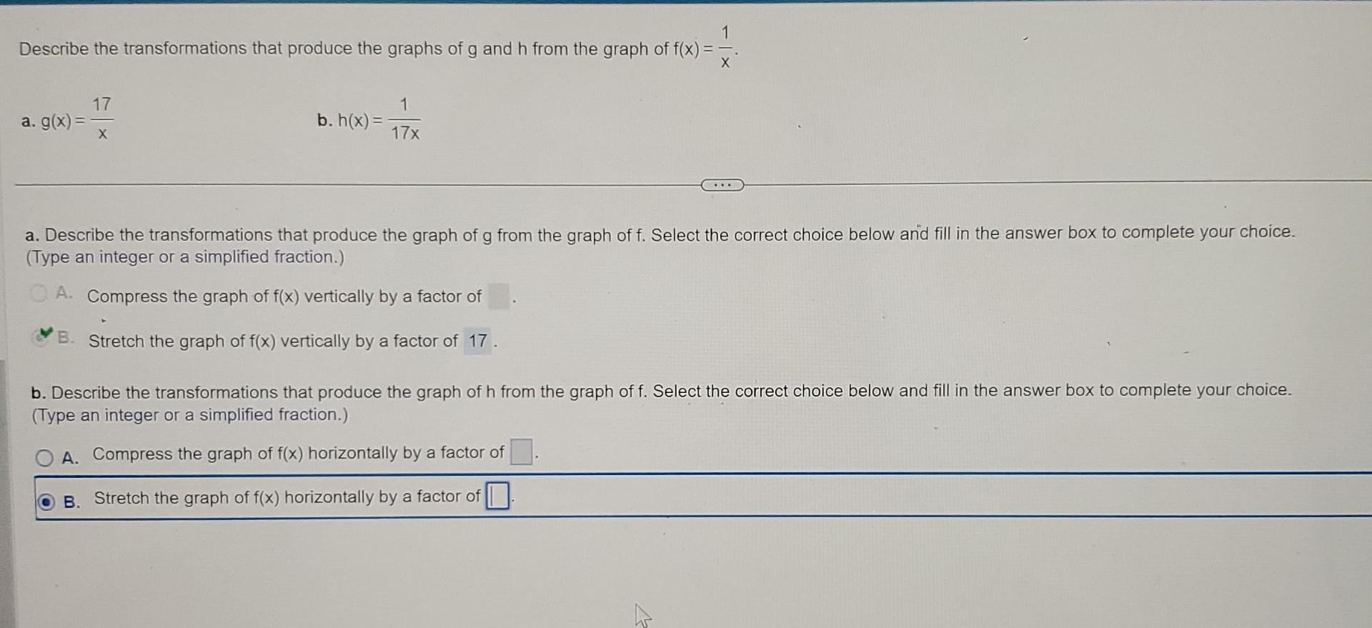 Solved Describe the transformations that produce the graphs | Chegg.com