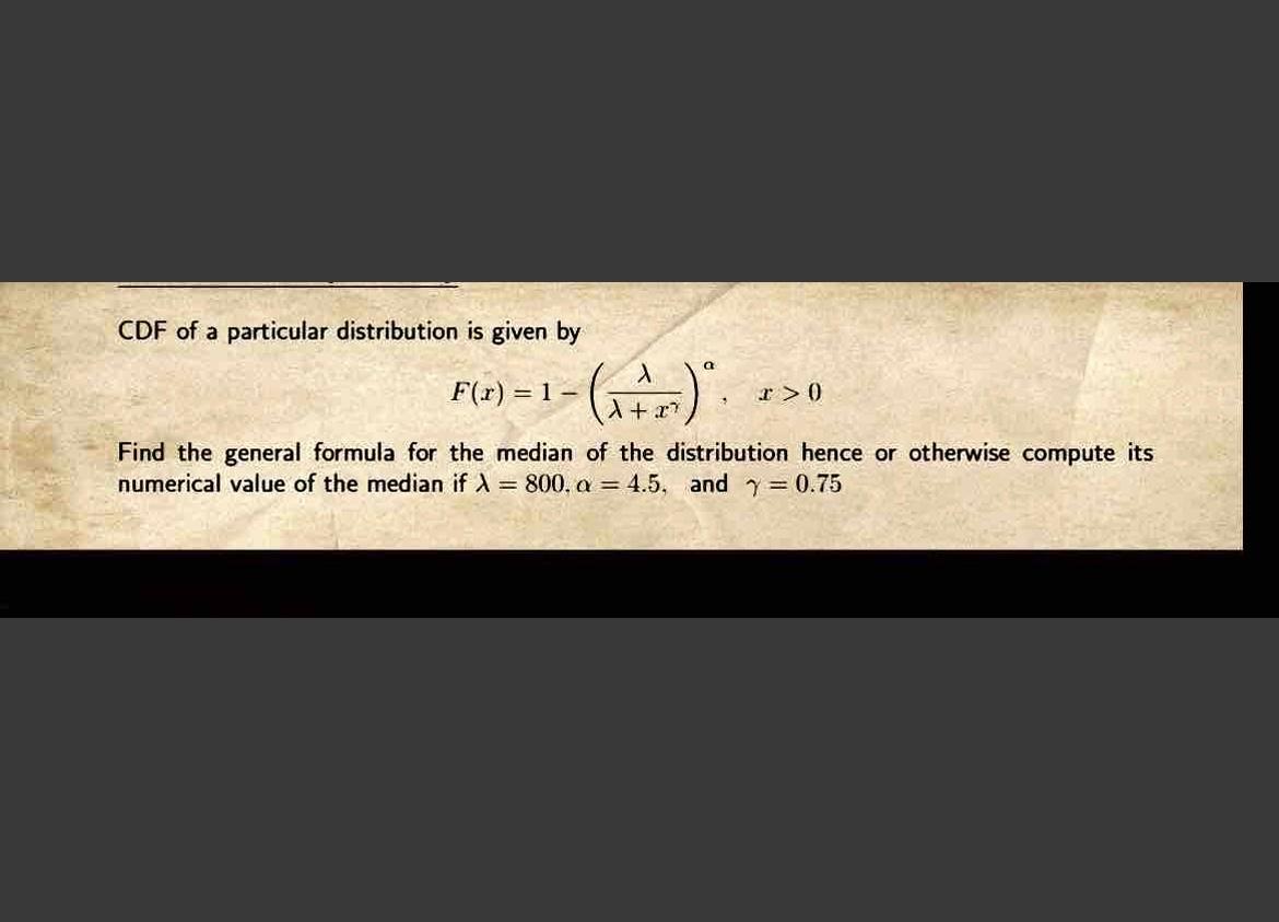 Solved CDF of a particular distribution is given | Chegg.com