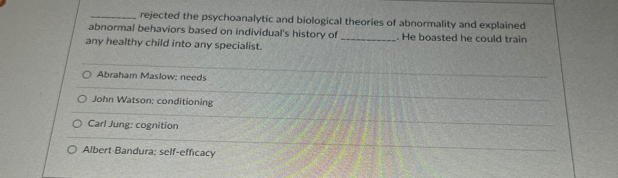Solved Blank rejected the psychoanalytic and biological | Chegg.com
