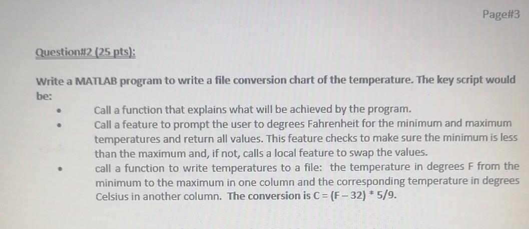 Solved Page#3 Question#2 (25 pts): Write a MATLAB program to | Chegg.com