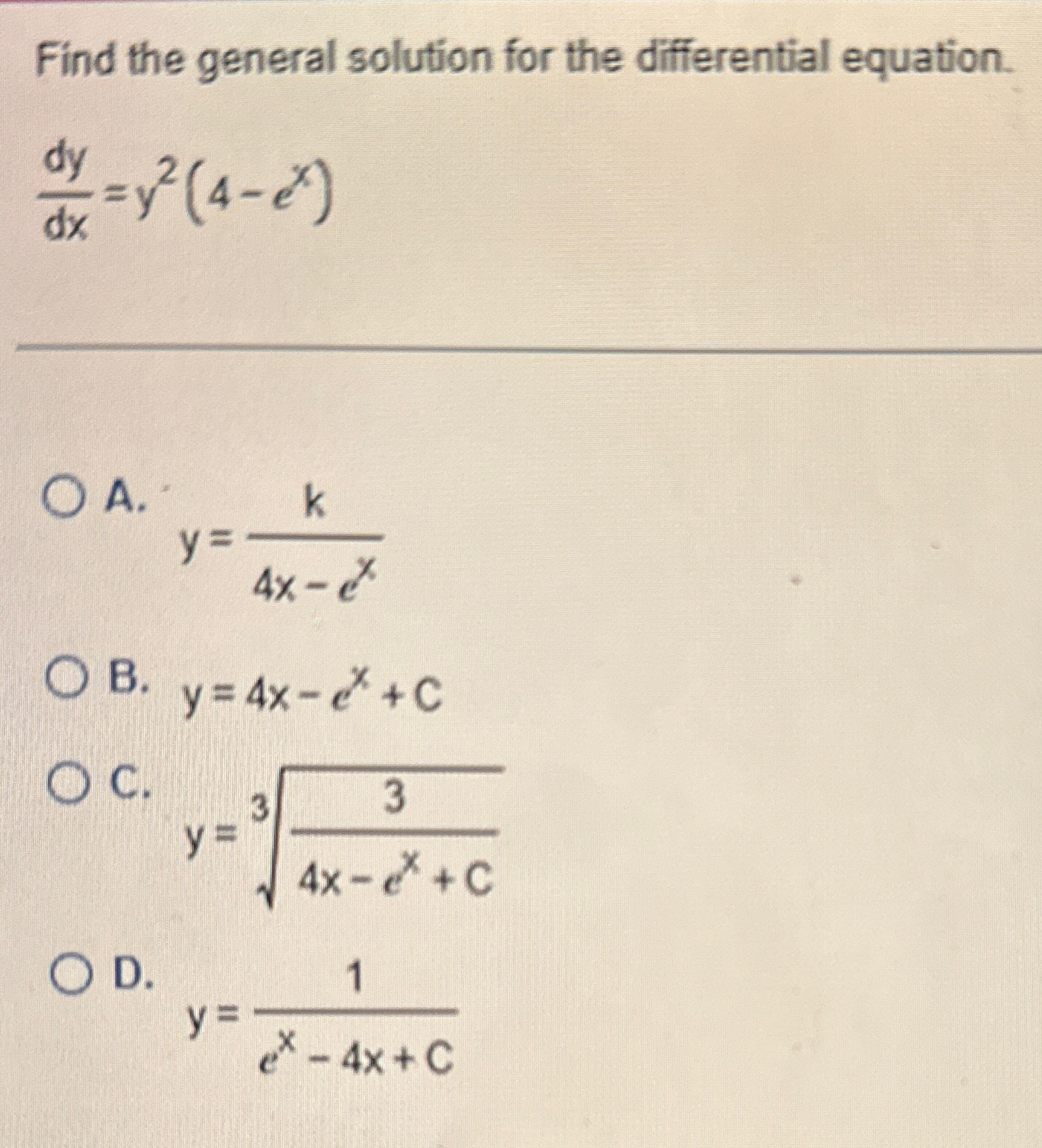 Solved Find The General Solution For The Differential 0352