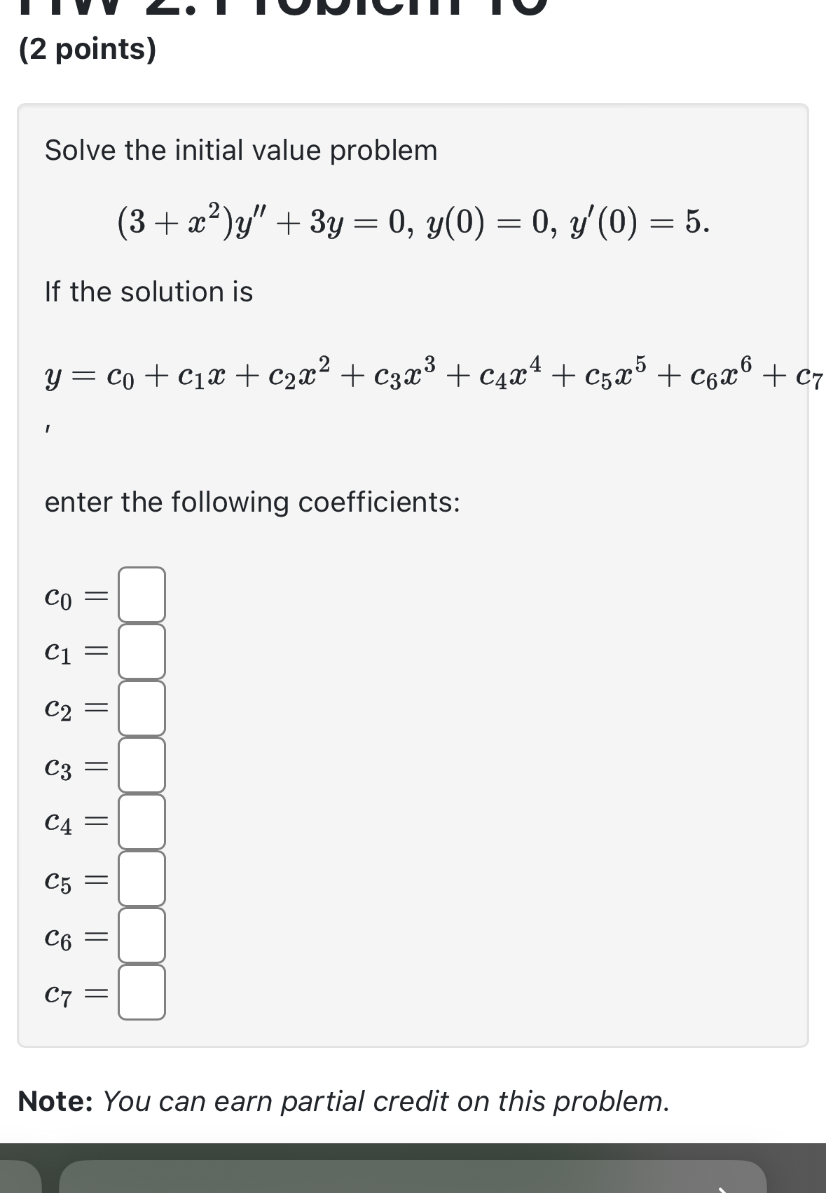 Solved (2 ﻿points)Solve the initial value | Chegg.com