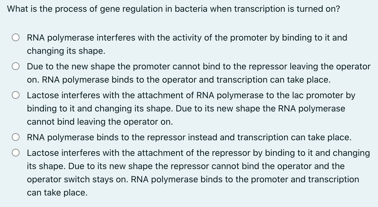 Solved What is the process of gene regulation in bacteria | Chegg.com