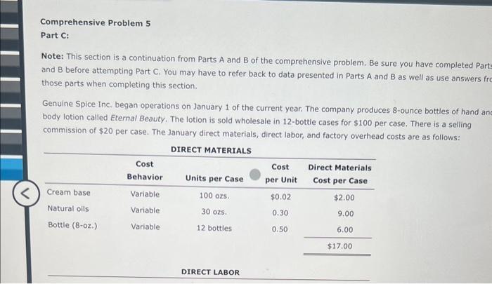Solved Comprehensive Problem 5 Part C: Note: This section is | Chegg.com Solved Comprehensive Problem 5 Part C: Note: This section is | Chegg.com