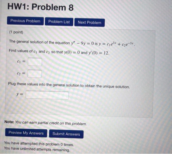 Solved HW1: Problem 8 Previous Problem Problem List Next | Chegg.com