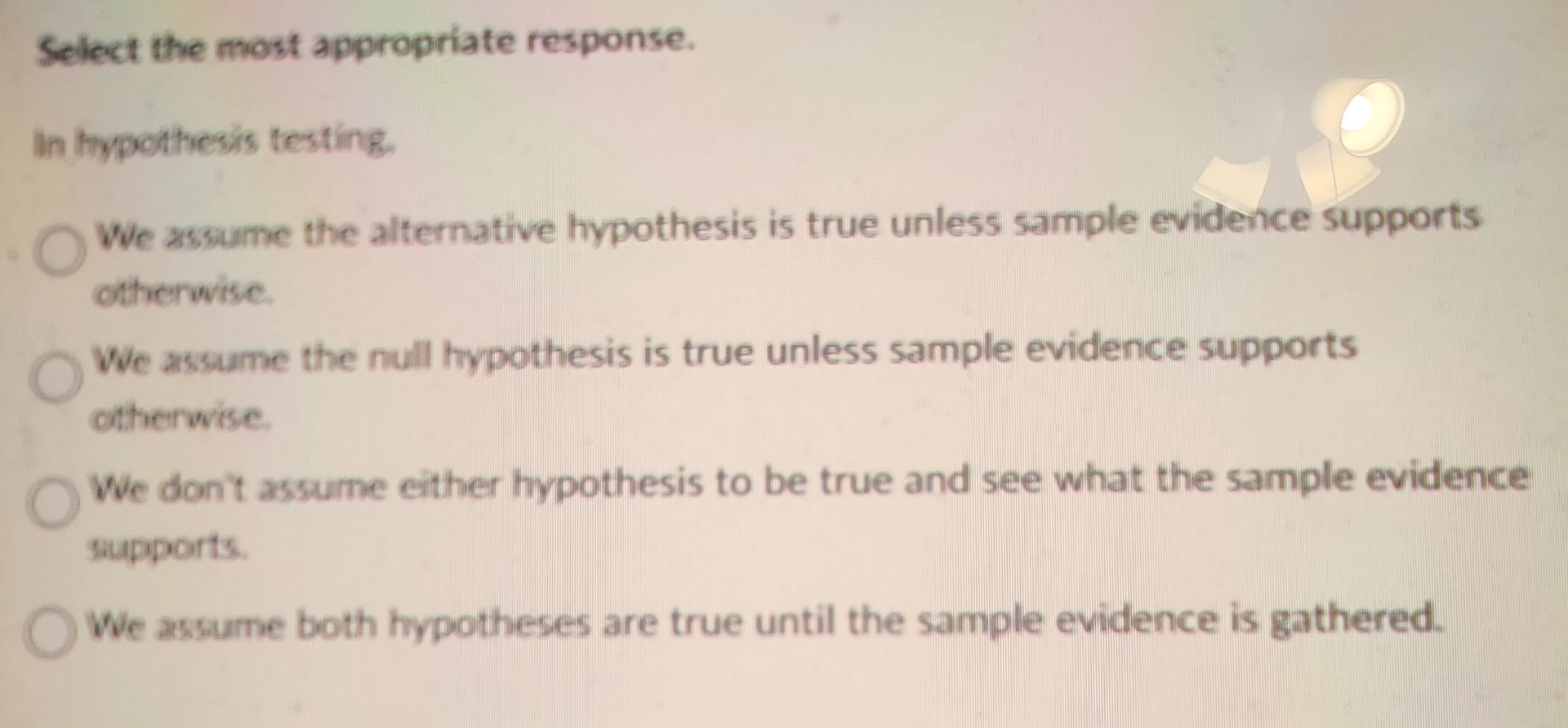 Select the most appropriate response.In thpothesis | Chegg.com