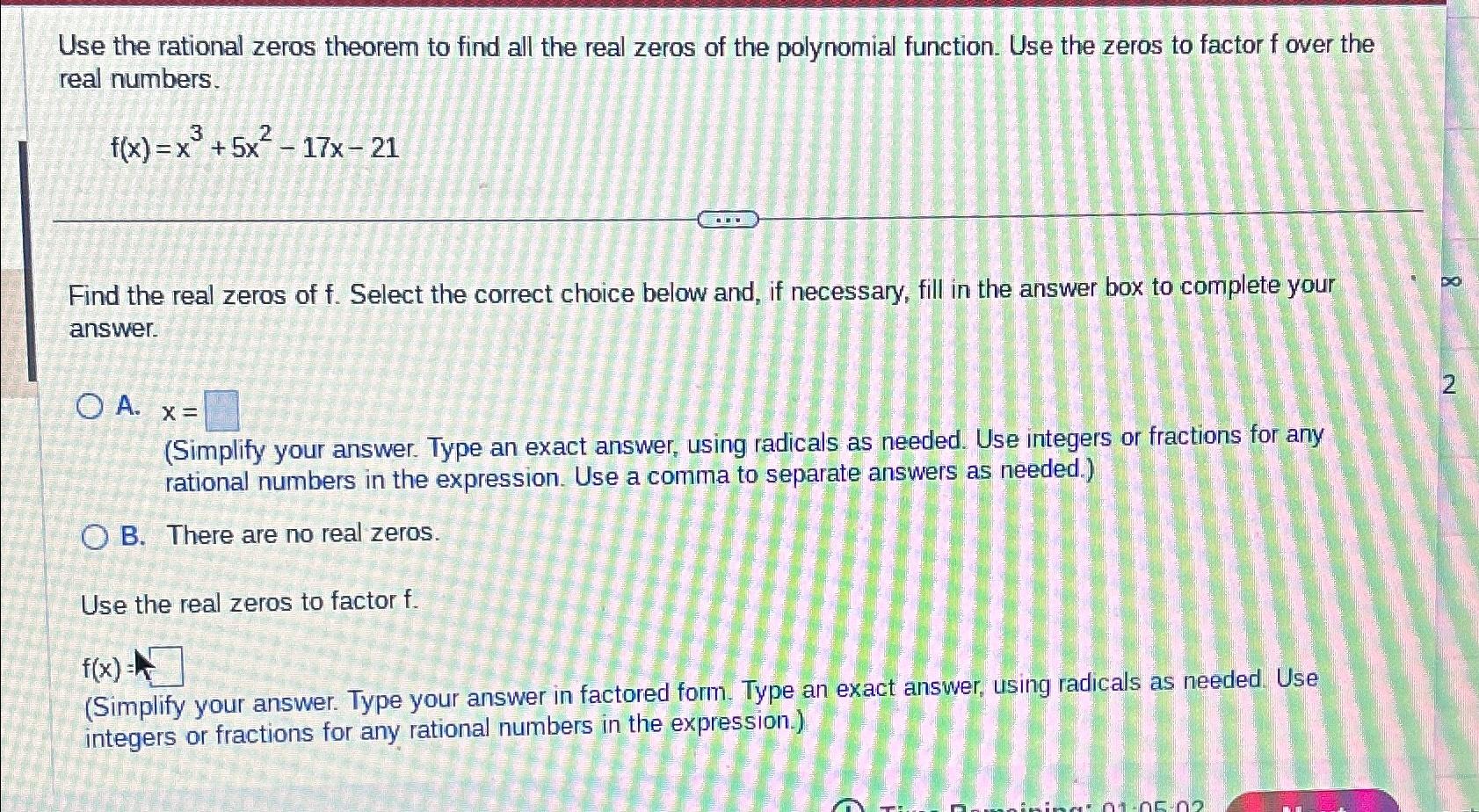 Solved Use the rational zeros theorem to find all the real | Chegg.com