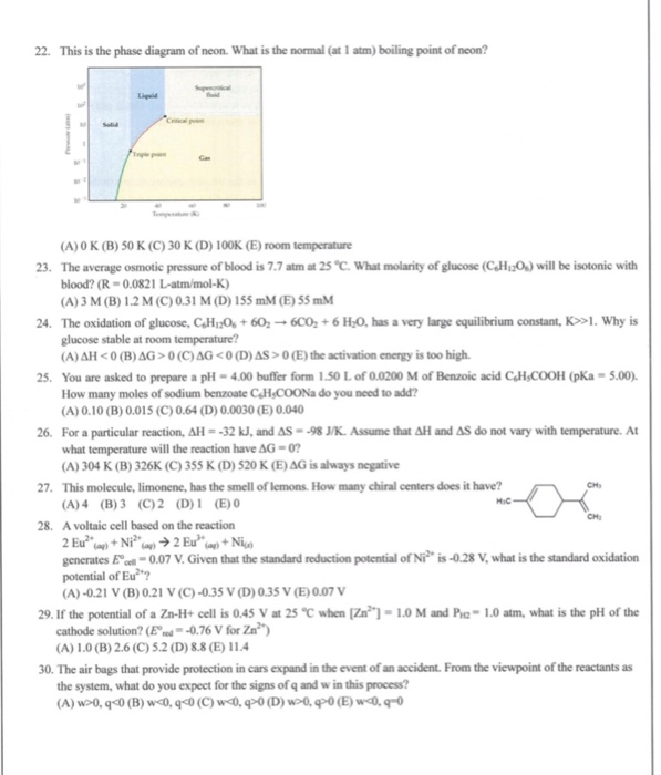 Solved 22. This is the phase diagram of neon. What is the | Chegg.com