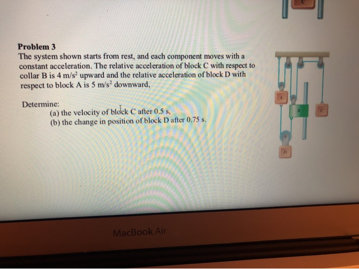 Solved Problem 3 The system shown starts from rest, and each | Chegg.com