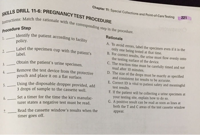Solved 5: PREGNANCY TEST PROCEDURE Chapter 11: Special | Chegg.com