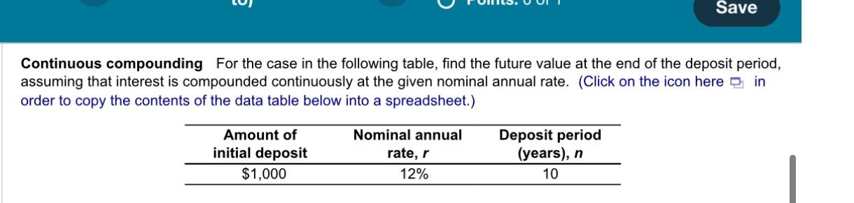 Solved Continuous compounding For the case in the following | Chegg.com