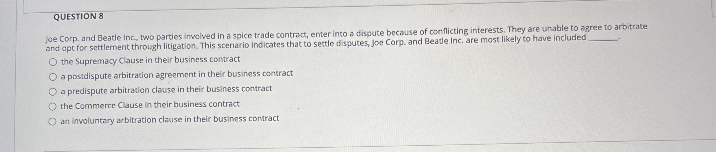 Solved QUESTION 8Joe Corp. and Beatle Inc., two parties | Chegg.com