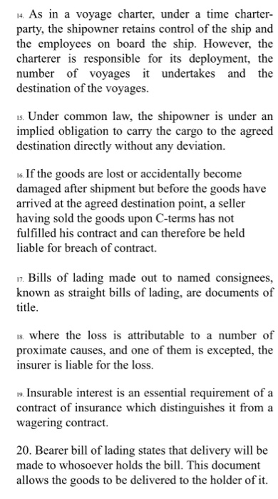 Solved 14. As in a voyage charter, under a time charter- | Chegg.com
