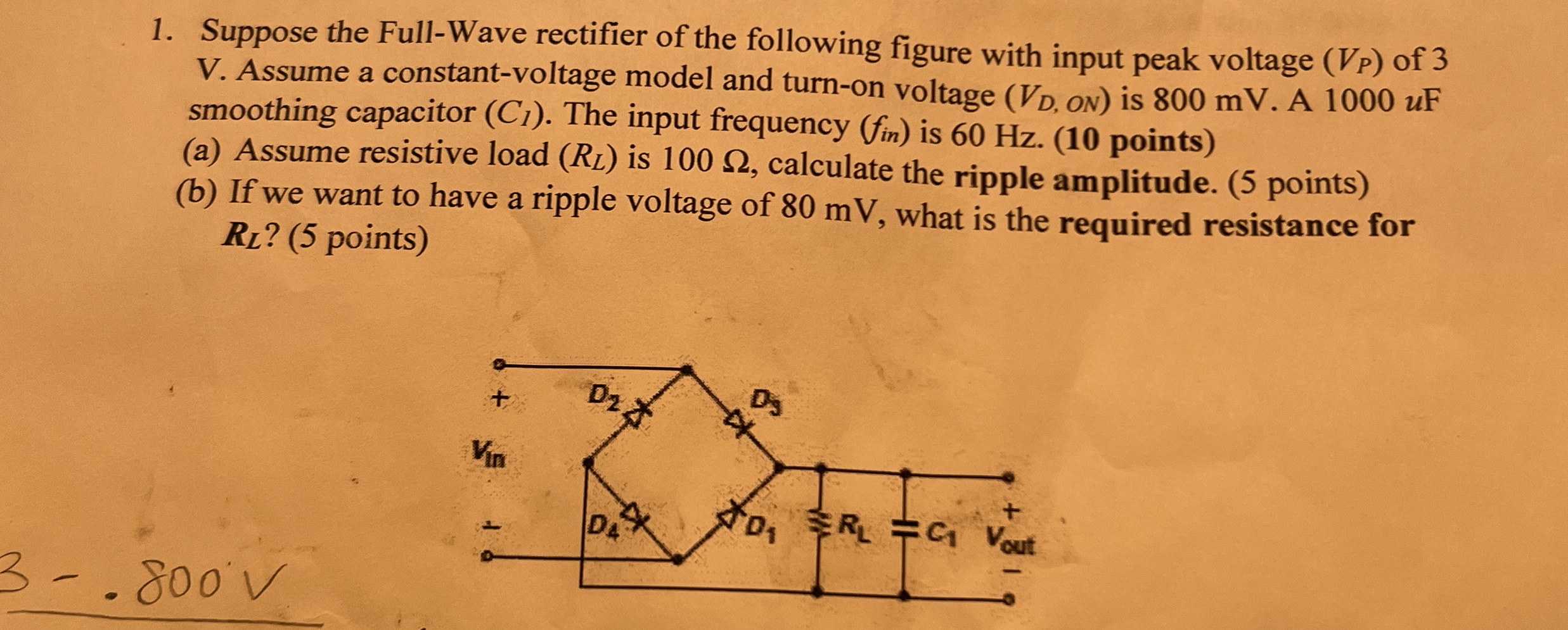 Solved Suppose the Full-Wave rectifier of the following | Chegg.com