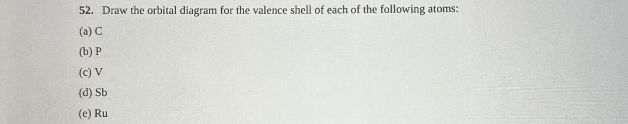 Solved Draw the orbital diagram for the valence shell of | Chegg.com