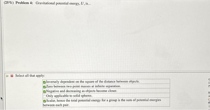 Solved (25\%) Problem 4: Gravitational potential energy, U, | Chegg.com Solved (25\%) Problem 4: Gravitational potential energy, U, | Chegg.com