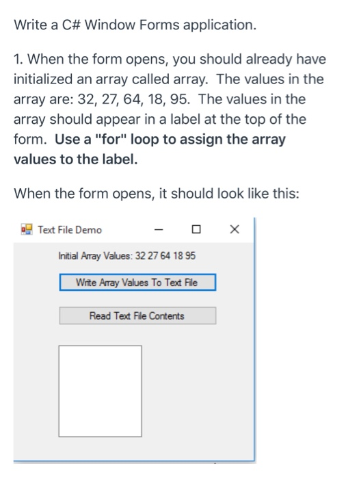 Solved Write a C# Window Forms application. 1. When the form | Chegg.com