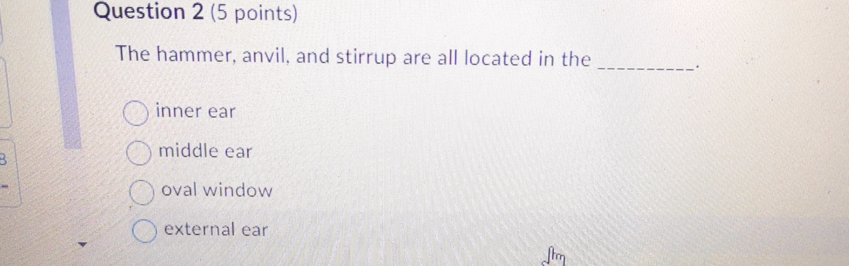 Solved Question 2 (5 ﻿points)The hammer, anvil, and stirrup | Chegg.com