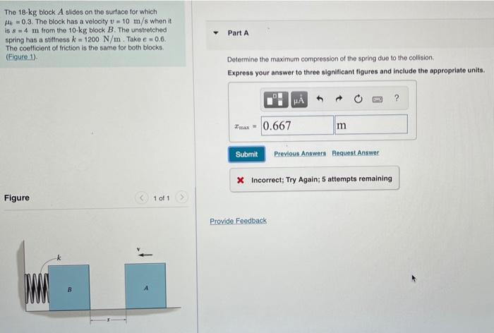 Solved The 18 kg block A sides on the surface for which | Chegg.com