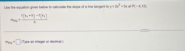 Solved Use the equation given below to calculate the slope | Chegg.com