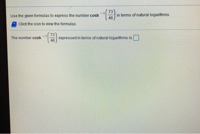 Solved in terms of natural logarithms. Use the given | Chegg.com