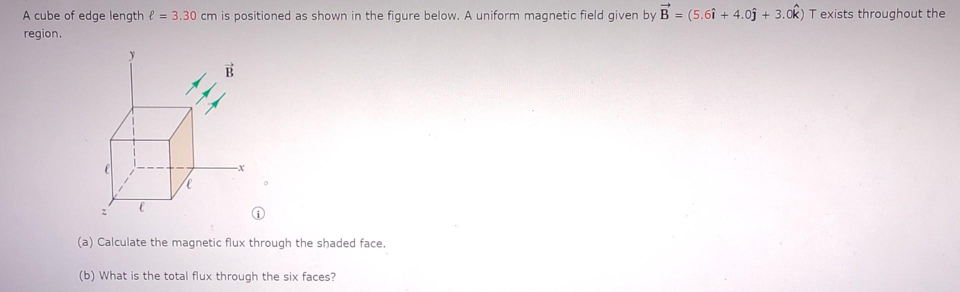 Solved A cube of edge length ℓ=3.30 cm is positioned as | Chegg.com