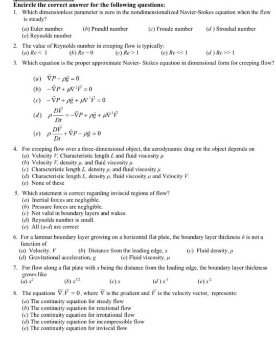 Solved Encircle the correct answer for the following | Chegg.com