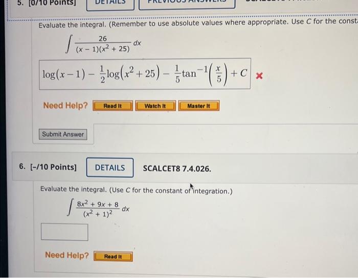 Solved Evaluate the integral. (Remember to use absolute | Chegg.com