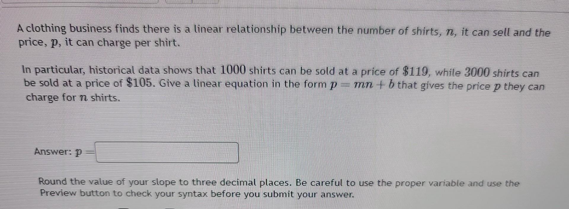 Solved Round the value of your slope to three decimal | Chegg.com