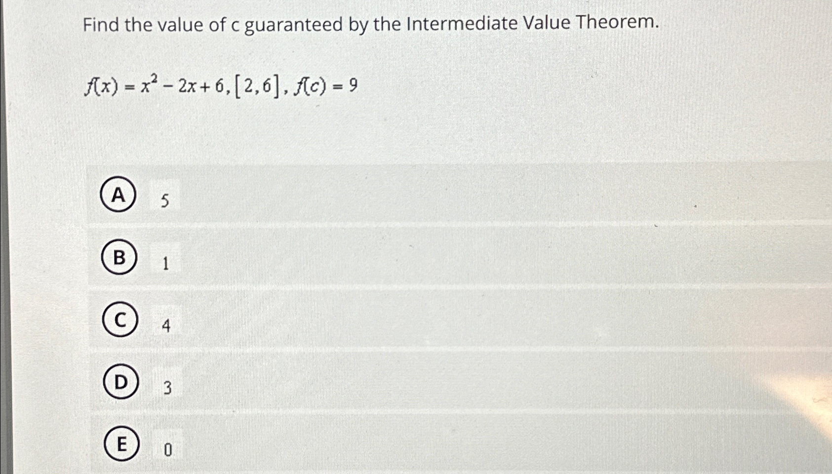 Solved Find the value of c guaranteed by the Intermediate | Chegg.com