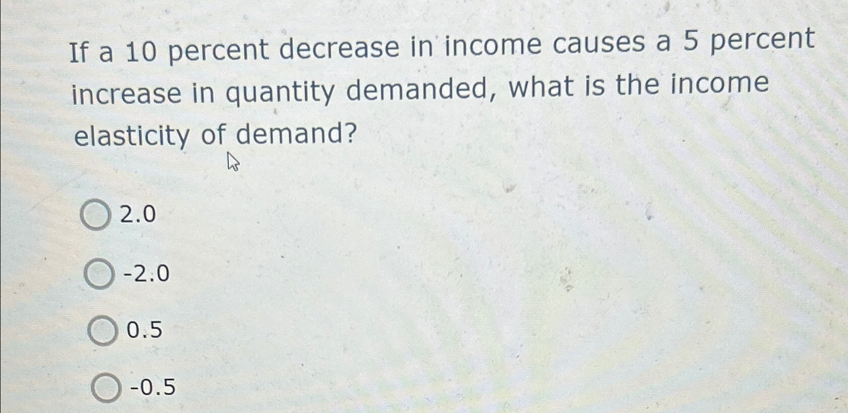 Solved If a 10 ﻿percent decrease in income causes a 5 | Chegg.com