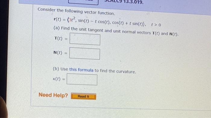 Solved Consider the following vector function. | Chegg.com