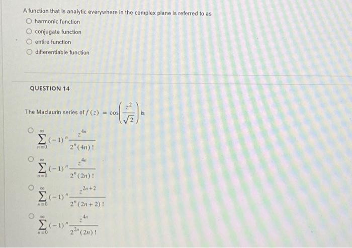 Solved A function that is analytic everywhere in the complex | Chegg.com