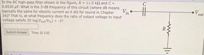 Solved In the RC high-pass filter shown in the figure, | Chegg.com