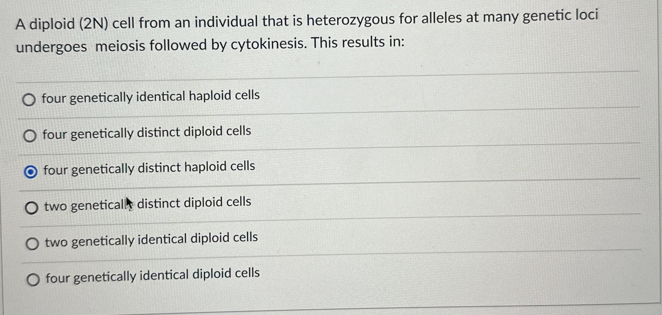 Solved A diploid ( 2N ) ﻿cell from an individual that is | Chegg.com