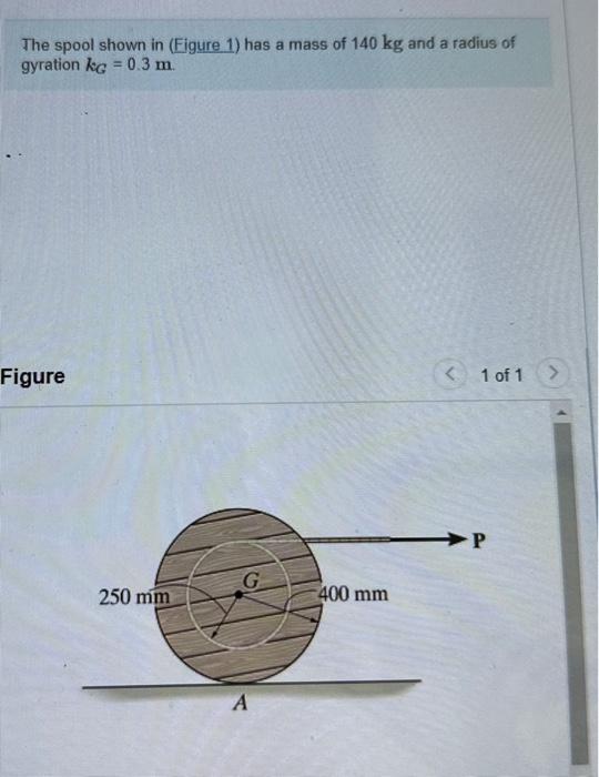 Solved The spool shown in (Figure 1) has a mass of 140 kg | Chegg.com