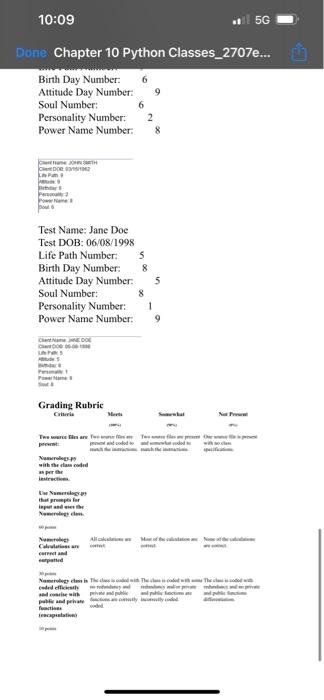 Solved 10:08 . 56 Done Chapter 10 Python Classes_2707e... | Chegg.com