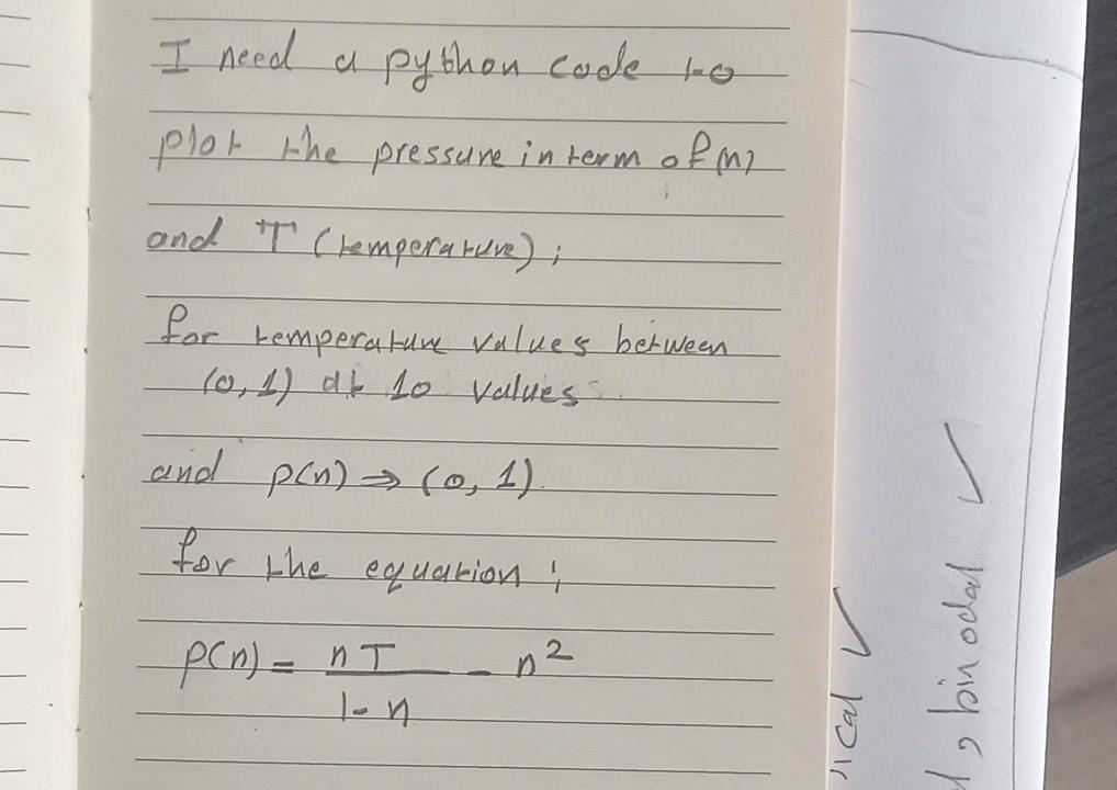 Solved I need a python cade to plot the pressure interm of | Chegg.com