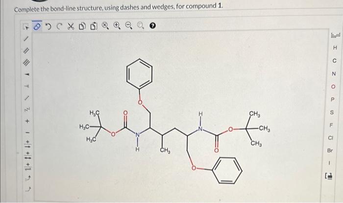 Solved Complete the bond-line structure, using dashes and | Chegg.com