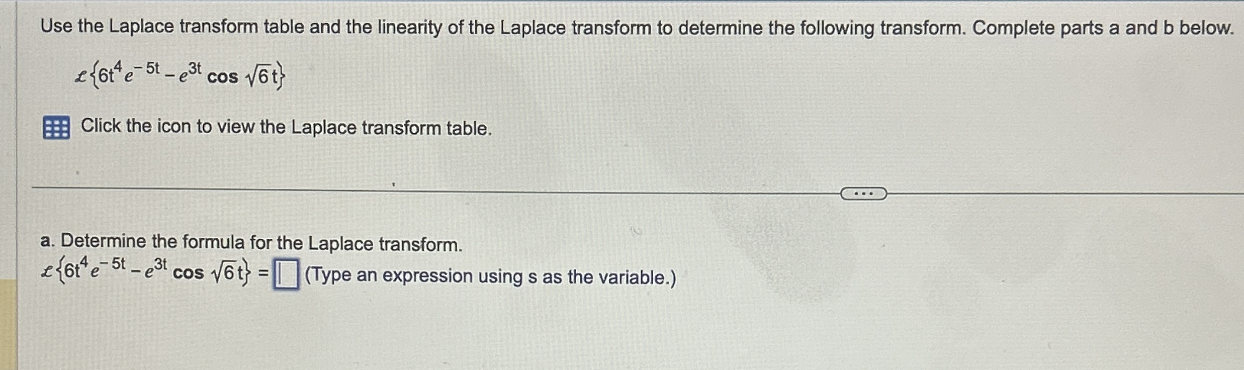 Solved Use the Laplace transform table and the linearity of | Chegg.com